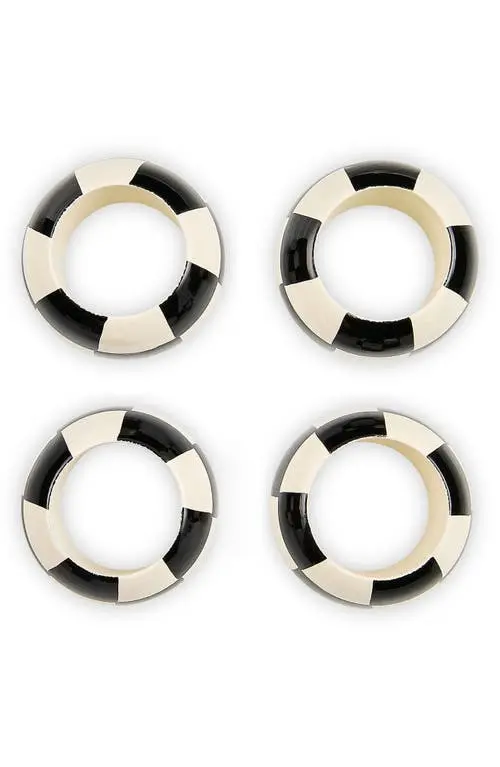 MACKENZIE-CHILDS Set Of 4 Check Wood Napkin Rings