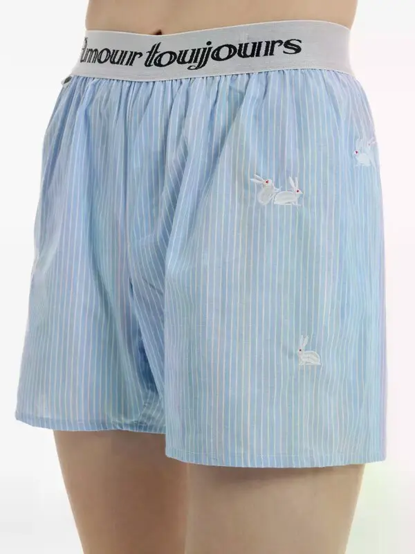 CARNE BOLLENTE Stripe-pattern Embroidered Shorts