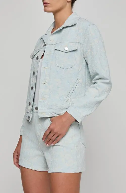 L'Agence Maven Floral Stitch Denim Jacket - Cloud Damask