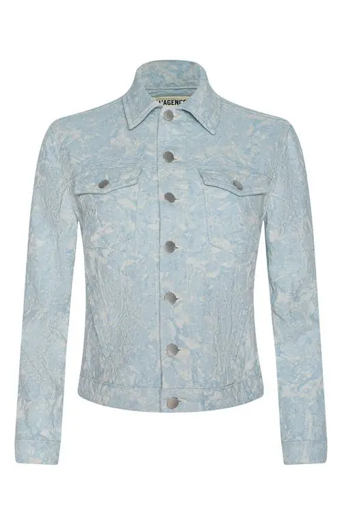 L'Agence Maven Floral Stitch Denim Jacket - Cloud Damask