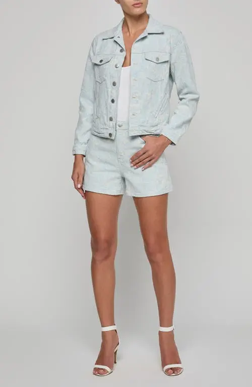 L'Agence Maven Floral Stitch Denim Jacket - Cloud Damask