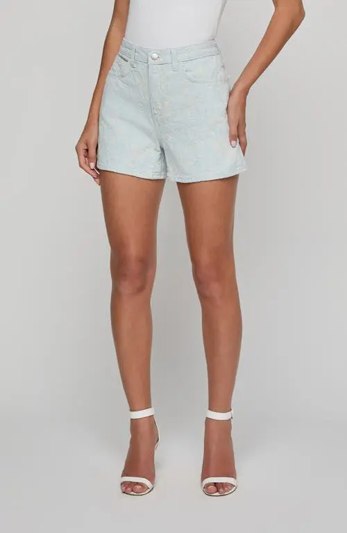 L'Agence Lissania Floral Stitch Denim Shorts