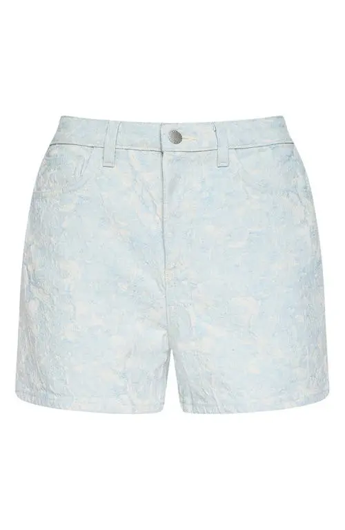 L'Agence Lissania Floral Stitch Denim Shorts