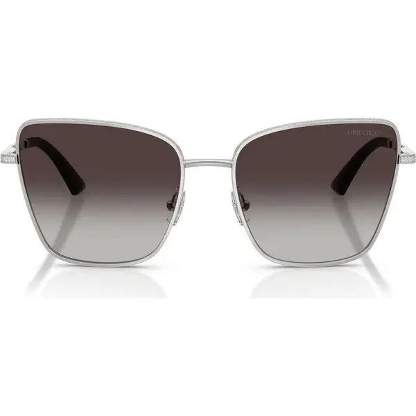 JIMMY CHOO 55mm Square Sunglasses - Silver/gradient Gray