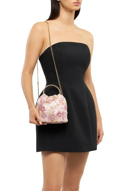 OLGA BERG Alfie Floral Sequin Top Handle Bag
