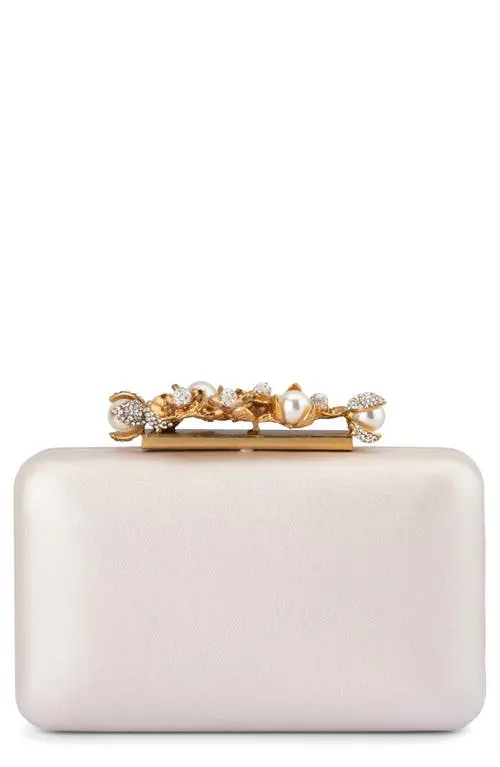 OLGA BERG Gabriel Embellished Frame Clutch - White