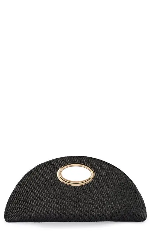 OLGA BERG Geena Straw Clutch - Black