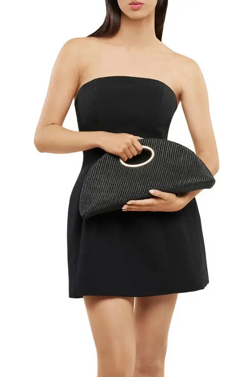 OLGA BERG Geena Straw Clutch - Black