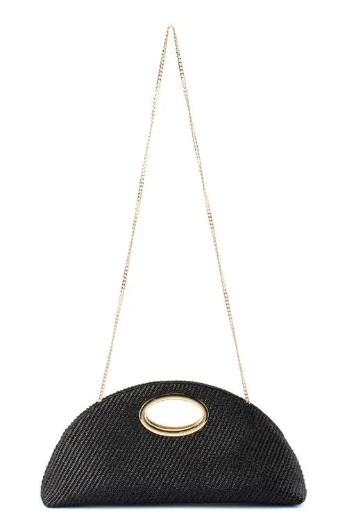 OLGA BERG Geena Straw Clutch - Black