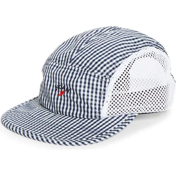 NOAH Gingham Runner Baseball Cap - Navy/white Gingham
