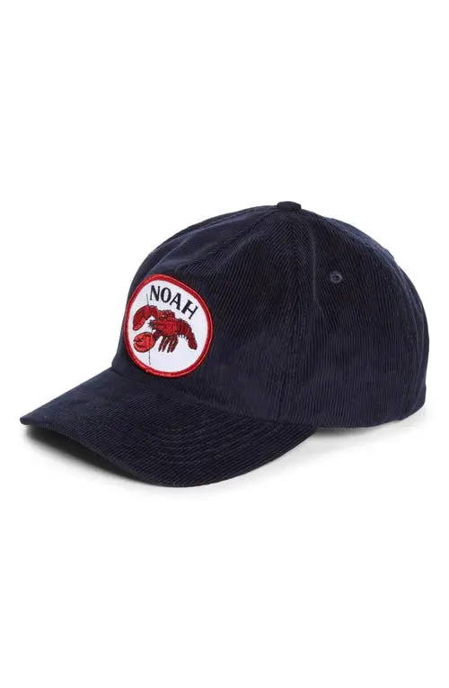 NOAH Coastal Patch Corduroy Baseball Cap - Navy