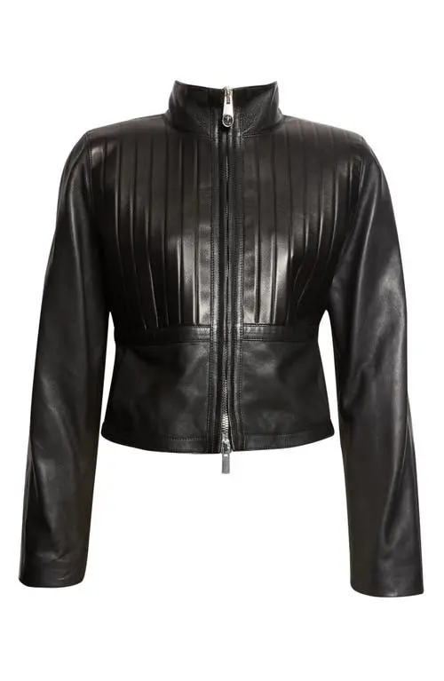 Versace Cropped Plonge Leather Jacket