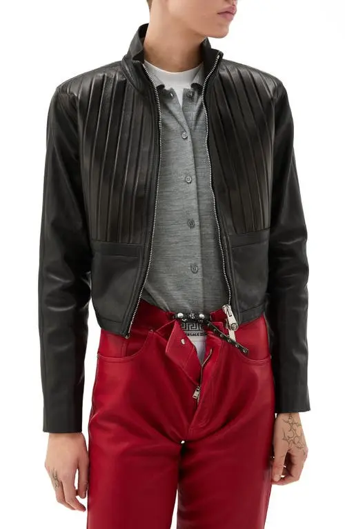 Versace Cropped Plonge Leather Jacket