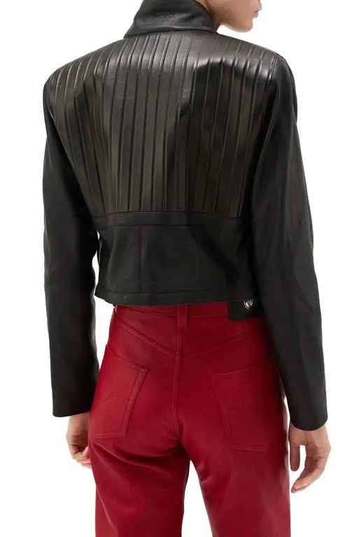Versace Cropped Plonge Leather Jacket