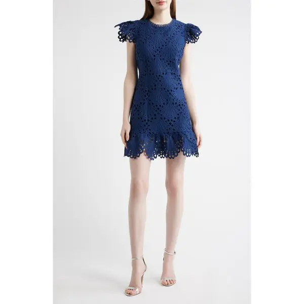 LAYERED WITH LOVE Lizzie Broderie Anglaise Minidress - Navy