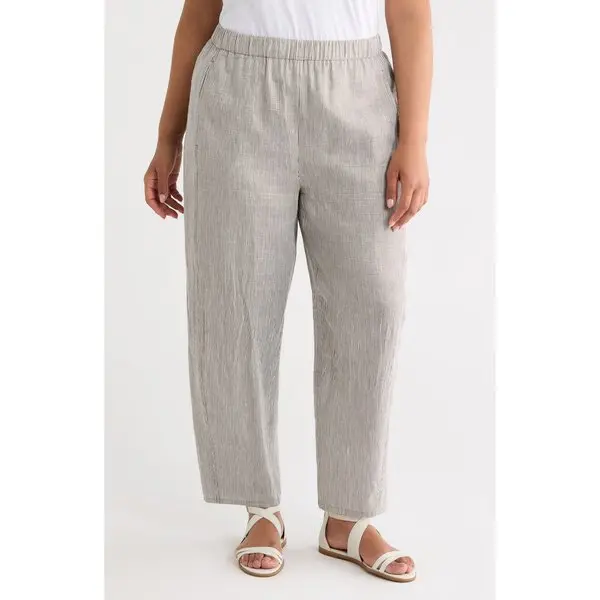 Eileen Fisher Ankle Length Linen-blend Lantern Pants - Wren
