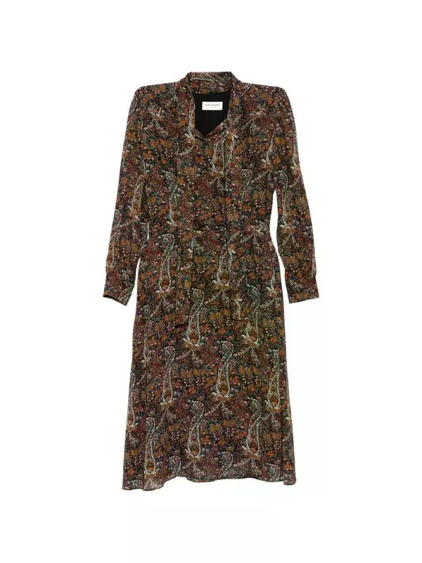 Saint Laurent Paisley Print Midi Dress