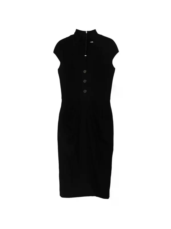 Dior Tailored Wool Draped Midi Dress - Black