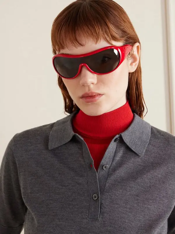 Miu Miu Rounded-frame Acetate Sunglasses - Red
