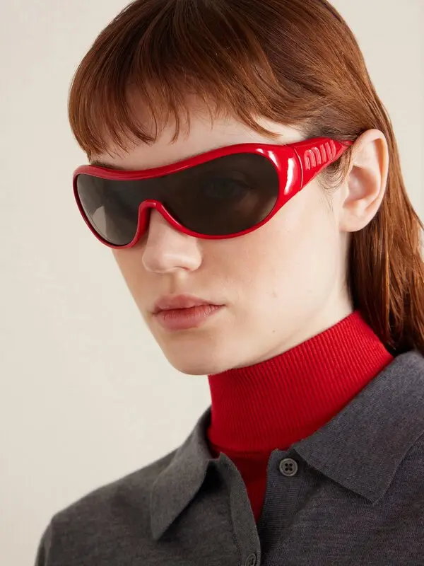 Miu Miu Rounded-frame Acetate Sunglasses - Red
