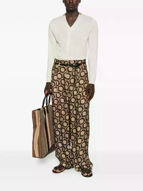 Emporio Armani Geometric-print Pleated Trousers