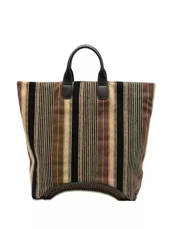 Emporio Armani Striped Pattern Tote Bag - Brown