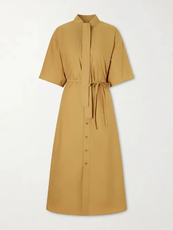 LEMAIRE Reversible Cotton-blend Midi Shirt Dress With Scarf - Brown