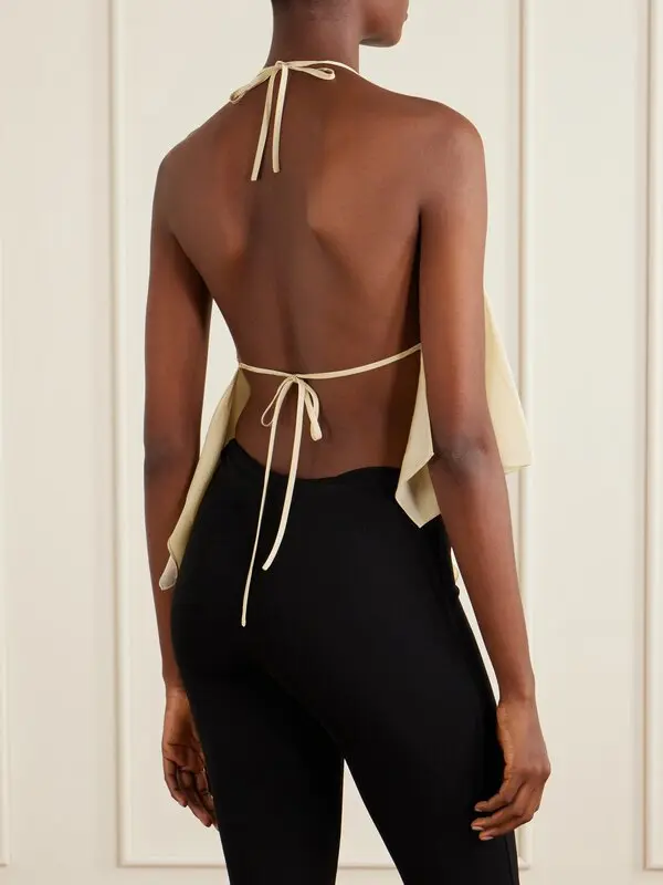 COLLEEN ALLEN Halter Silk-blend Blouse