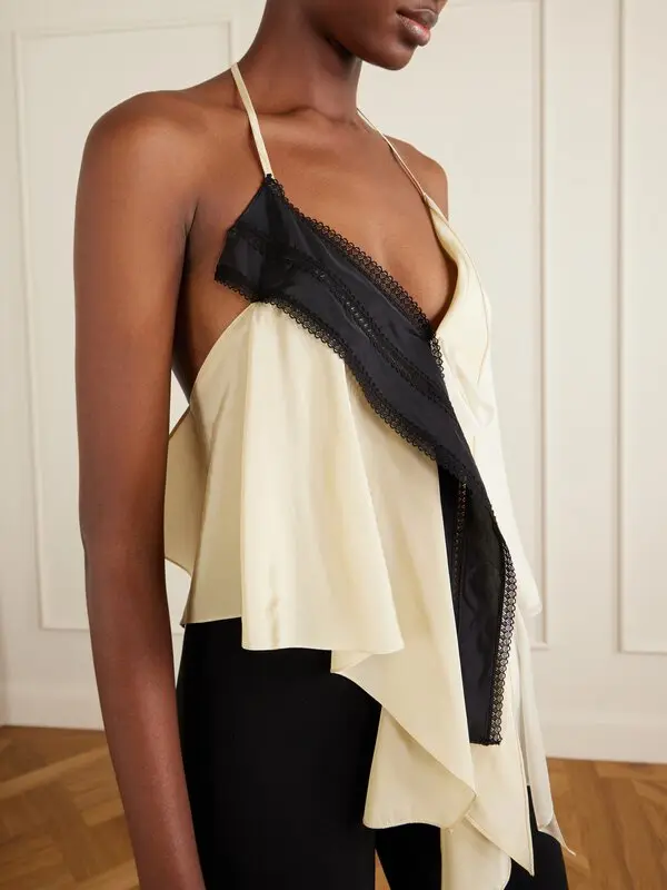 COLLEEN ALLEN Halter Silk-blend Blouse