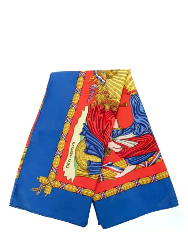 Hermès 1986-1998 Republique Francaise Liberte Egalite Fraternite Silk Scarf 90 Scarves - Blue