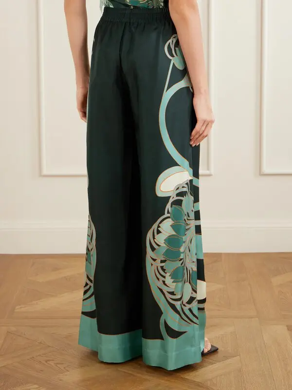 La DoubleJ Palazzo Printed Silk-twill Wide-leg Trousers - Blue