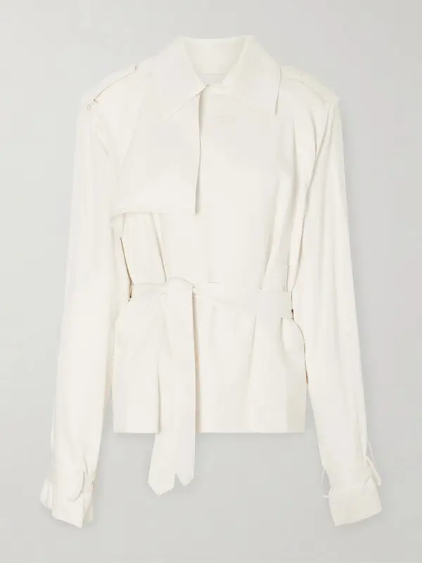 THE FRANKIE SHOP Eva Belted Gabardine Trench Coat - Neutrals