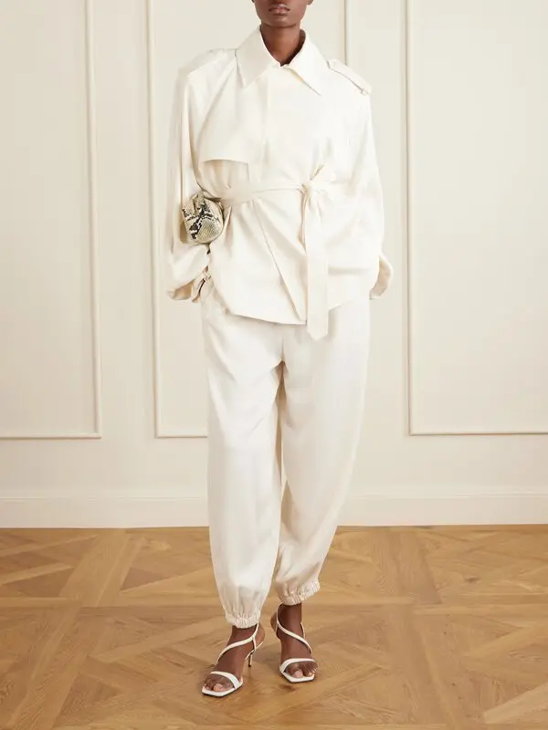 THE FRANKIE SHOP Eva Belted Gabardine Trench Coat - Neutrals