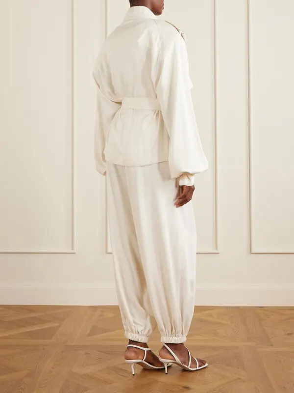 THE FRANKIE SHOP Eva Belted Gabardine Trench Coat - Neutrals