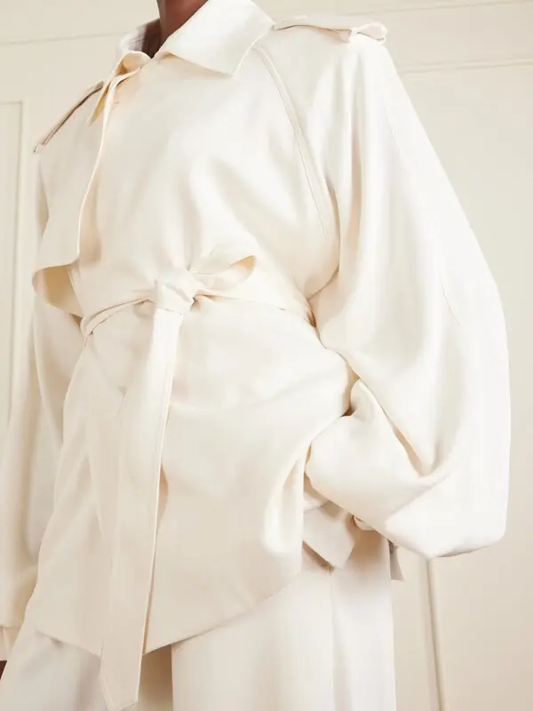 THE FRANKIE SHOP Eva Belted Gabardine Trench Coat - Neutrals