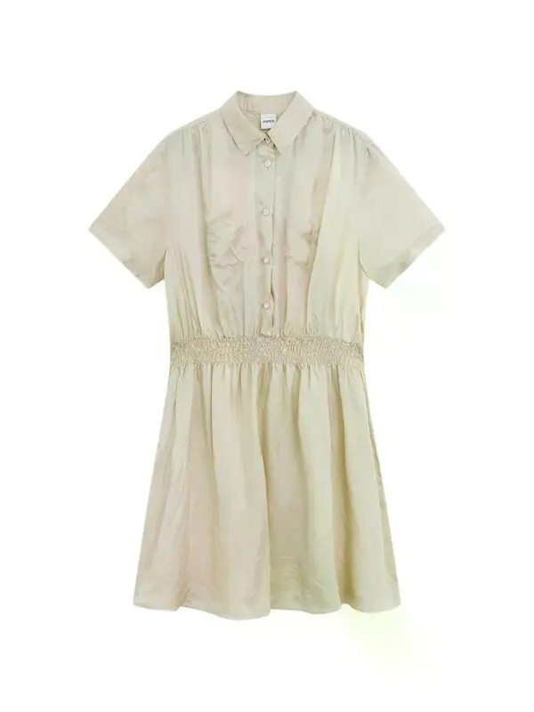 Aspesi Patch-pocket Shirred Mini Dress - Neutrals