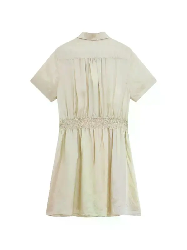 Aspesi Patch-pocket Shirred Mini Dress - Neutrals