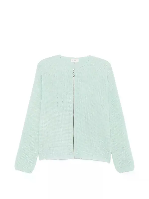 SECOND / LAYER Distressed Waffle-knit Cardigan