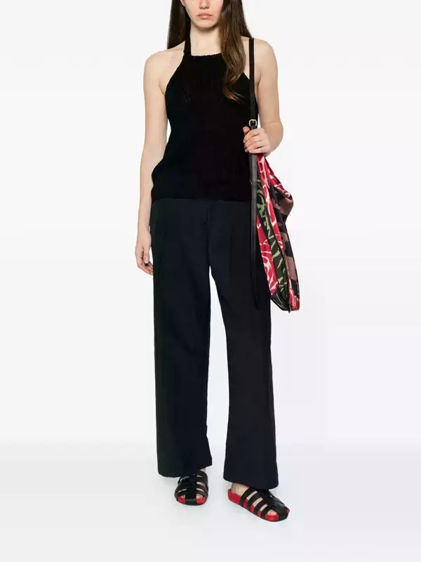 Apuntob Pleated Wide-leg Trousers - Black