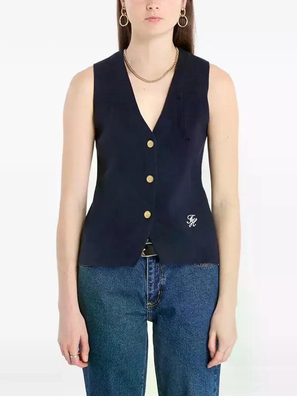 Tommy Hilfiger Logo-embroidered V-neck Waistcoat - Blue