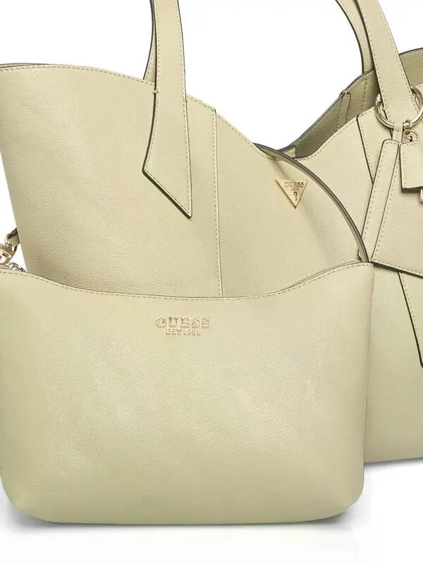 Guess Logo-plaque Pebble-textured Tote Bag