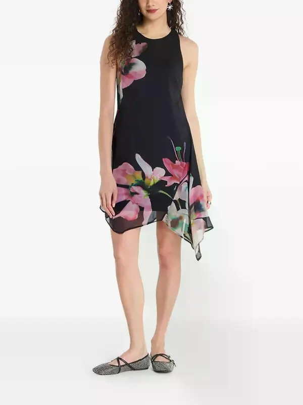 Desigual Floral-print Asymmetric Mini Dress