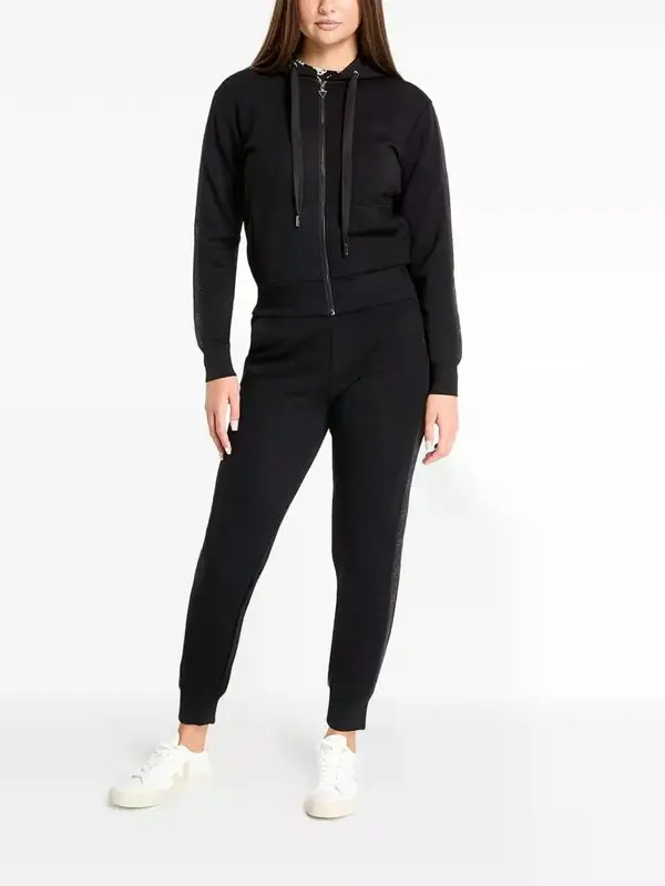 Guess Logo-tape Zip-up Hoodie - Black