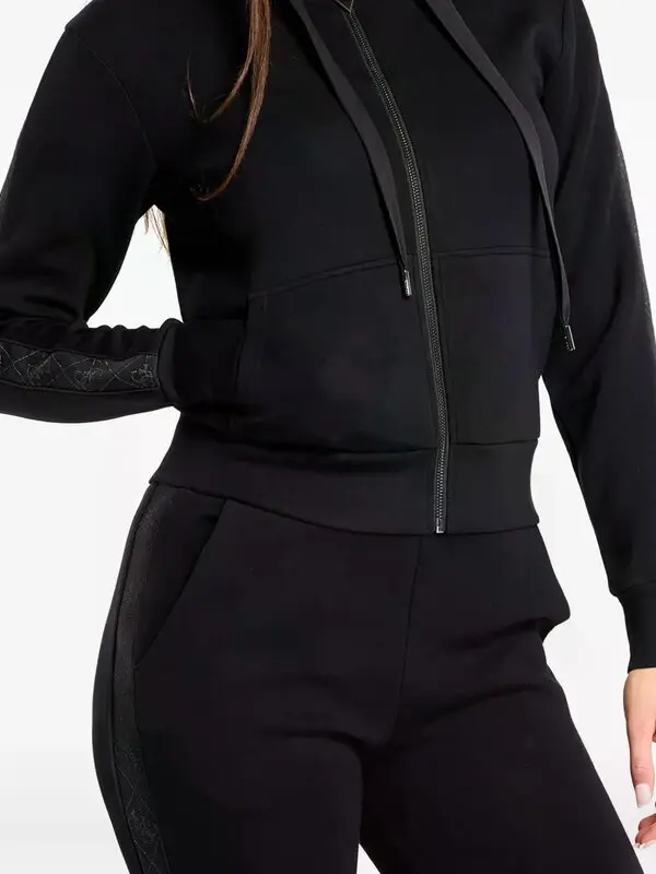Guess Logo-tape Zip-up Hoodie - Black