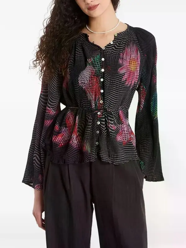 Desigual Floral-print Plissé Blouse