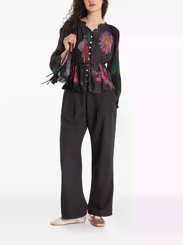 Desigual Floral-print Plissé Blouse