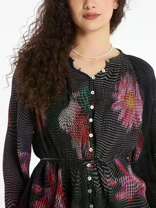 Desigual Floral-print Plissé Blouse