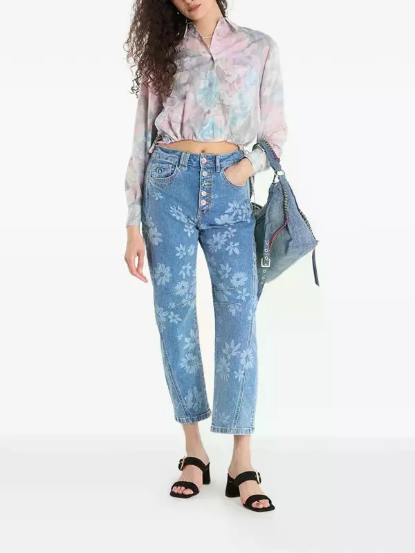 Desigual Floral-print Jeans - Blue