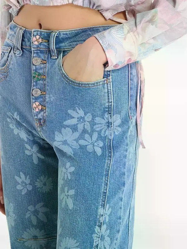 Desigual Floral-print Jeans - Blue