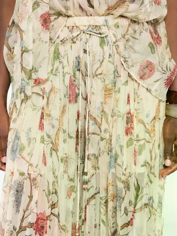 INTO THE EAST Floral-print Pleated Trousers - Neutrals
